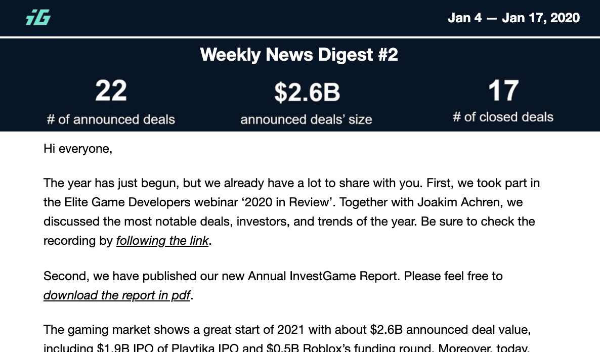 Weekly Digest 2 – InvestGame.net